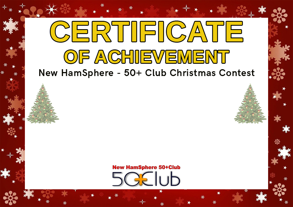 New HamSphere 50 Plus Club 24 hour Christmas contest